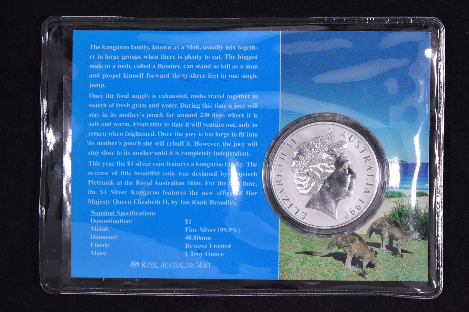 Australia 1999 $1 Silver Kangaroo 1oz Frosted Uncirculated Coin ...