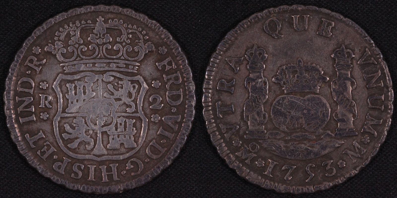 Mexico Spanish Colony 1753-M 2 Reales KM# 86.1 World Silver Coin ...