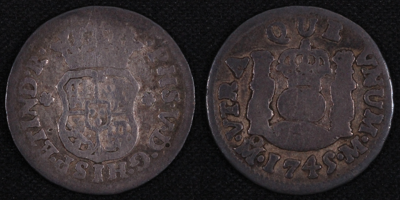 Mexico Spanish Colony 1745-M 1/2 Real KM# 66 World Silver Coin ...