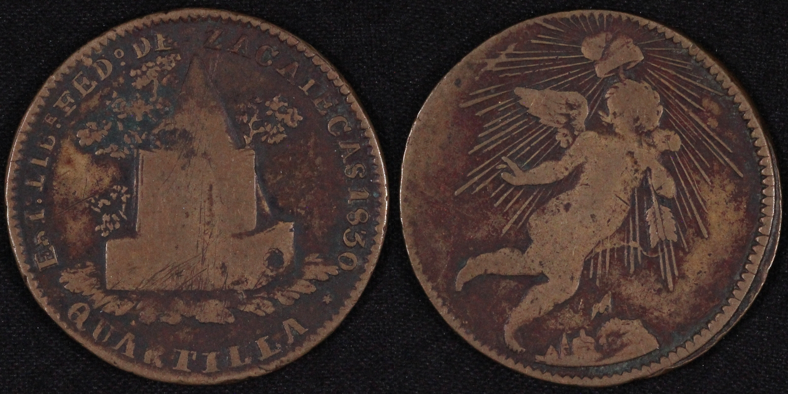 Mexico 1830 1/4 Real Quarto/Quartilla Zacatecas State Coinage KM# 366 ...