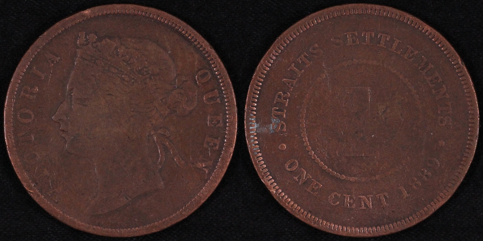 Straits Settlements 1889 One Cent 1C KM# 16 Victoria World Coin ...