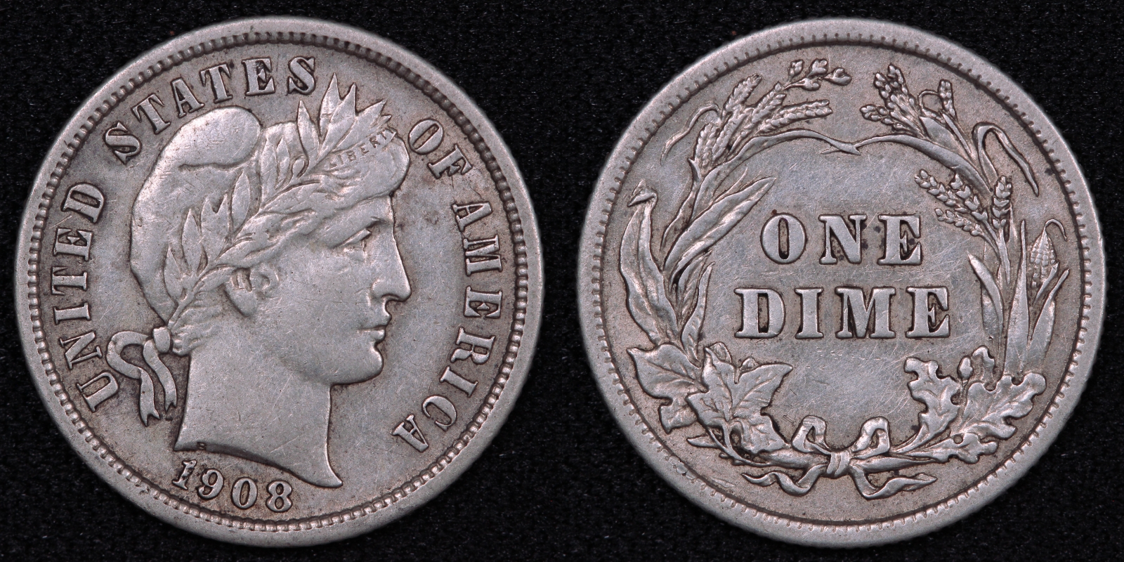 United States USA 1908 Barber Dime 10C World Silver Coin - Imperial ...