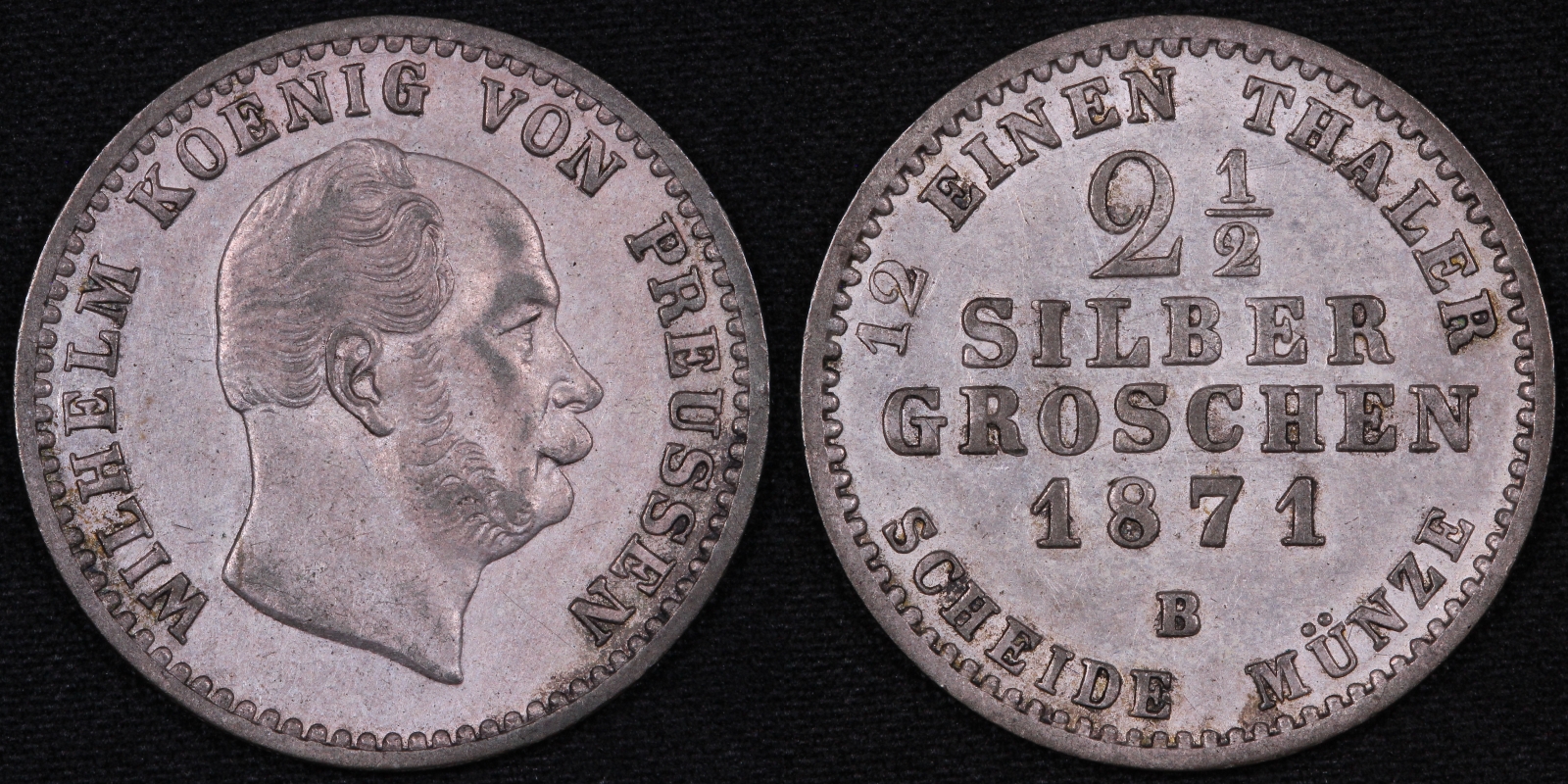 German States Prussia 1871-B 2-1/2 Silber Groschen KM# 486 World Silver ...
