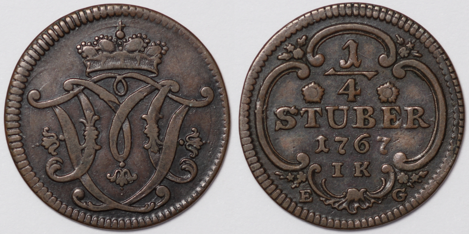 German States Cologne 1767 EG-IK 1/4 Stuber KM# 161 World Copper Coin ...
