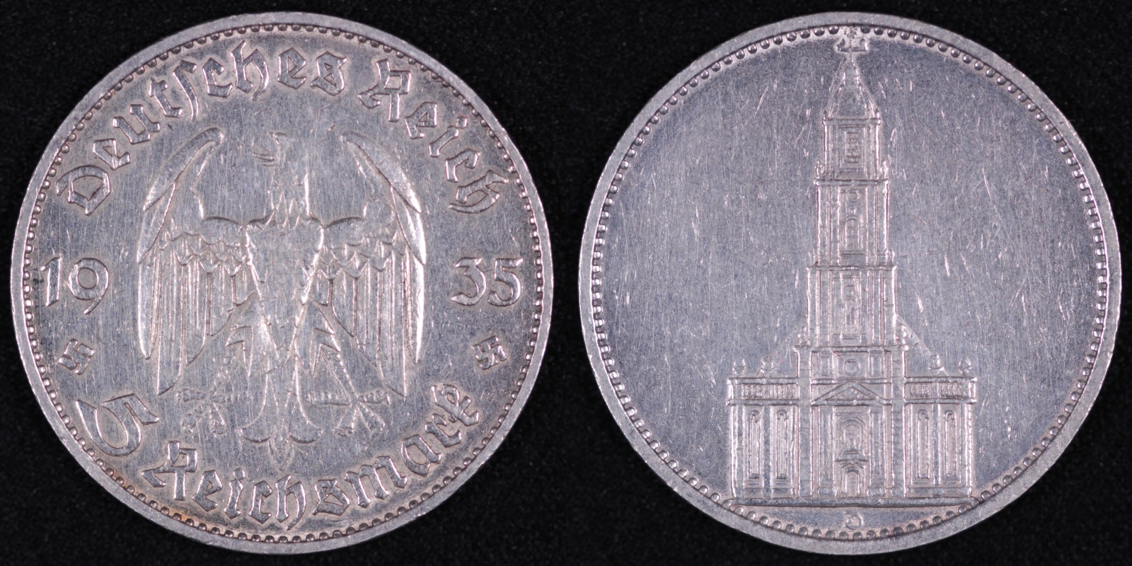 Germany-Third Reich 1935-D 5 Reichsmark KM#83 Potsdam Church World ...