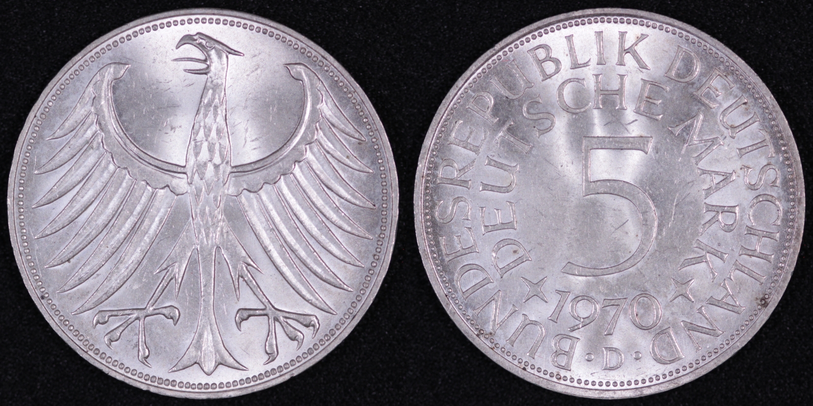 Germany-Federal Republic 1970-D 5 Mark KM#112.1 Munich Mint World ...