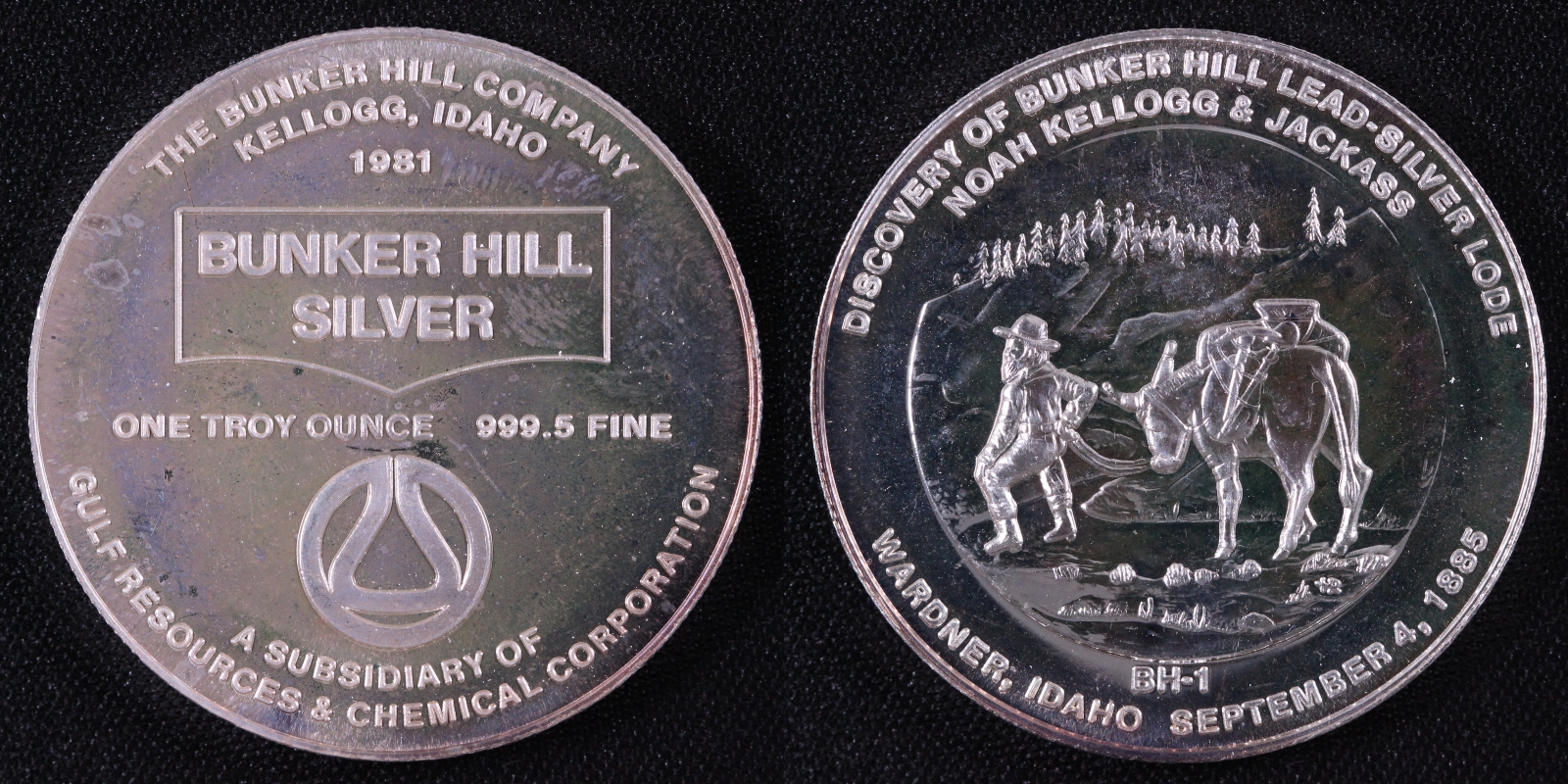 United States 1981 Bunker Hill Silver Kellogg Idaho 1oz Fine Silver ...