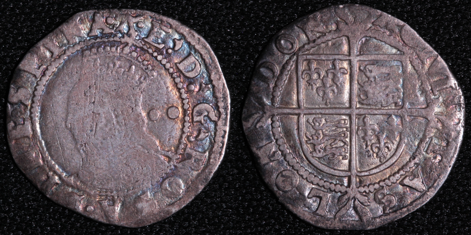 UK Elizabeth I Sixth Issue 1582-1600 Half Groat MM Bell Silver Hammered ...