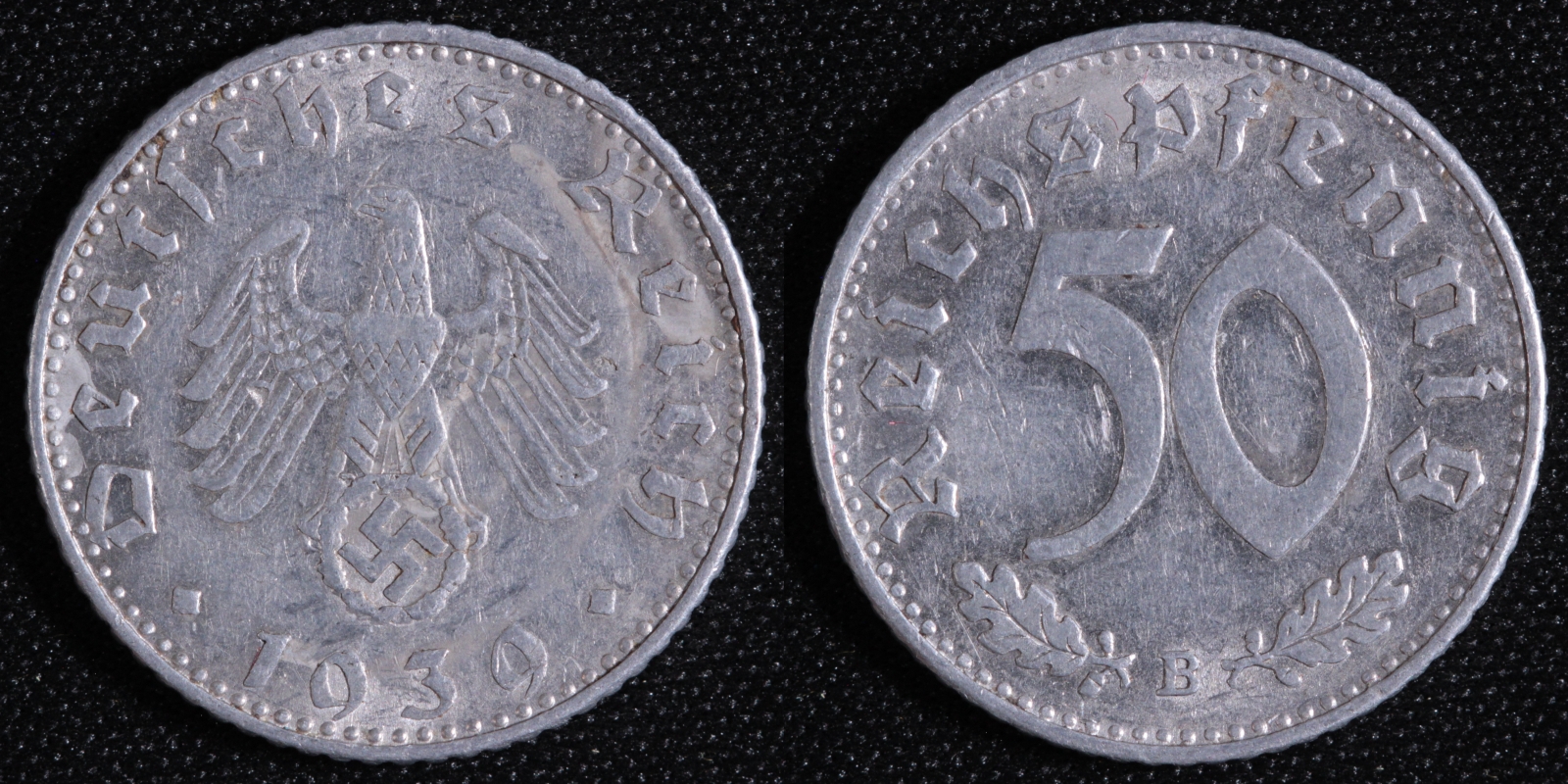 Germany Third Reich 1939-B 50 Reichspfennig KM#96 Vienna Mint Aluminium ...