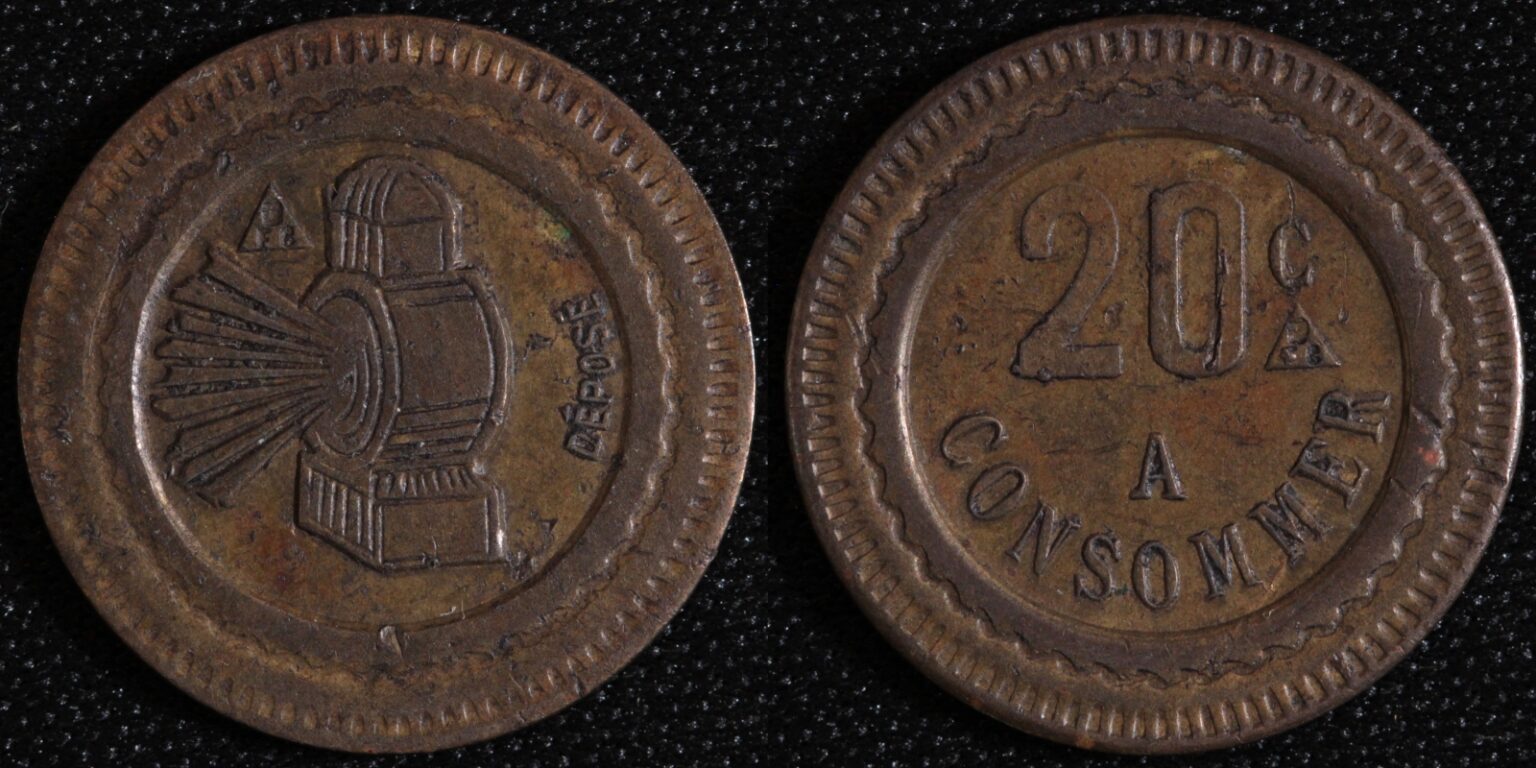 France 20 Centimes 'A Consommer' Token Lantern Depose - Imperial ...