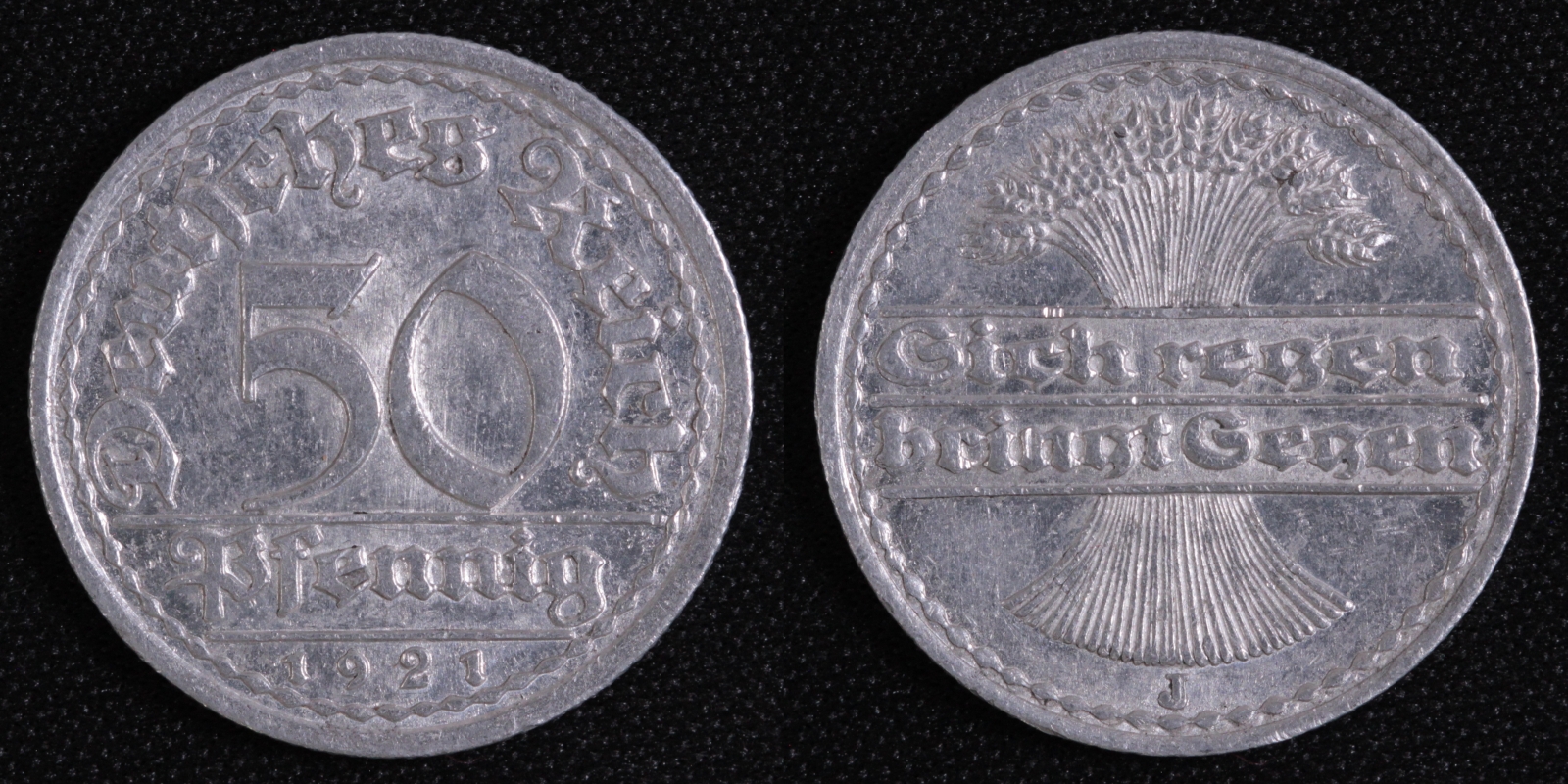 Germany Weimar Republic 1921-J 50 Pfennig KM#27 Aluminium Coin ...