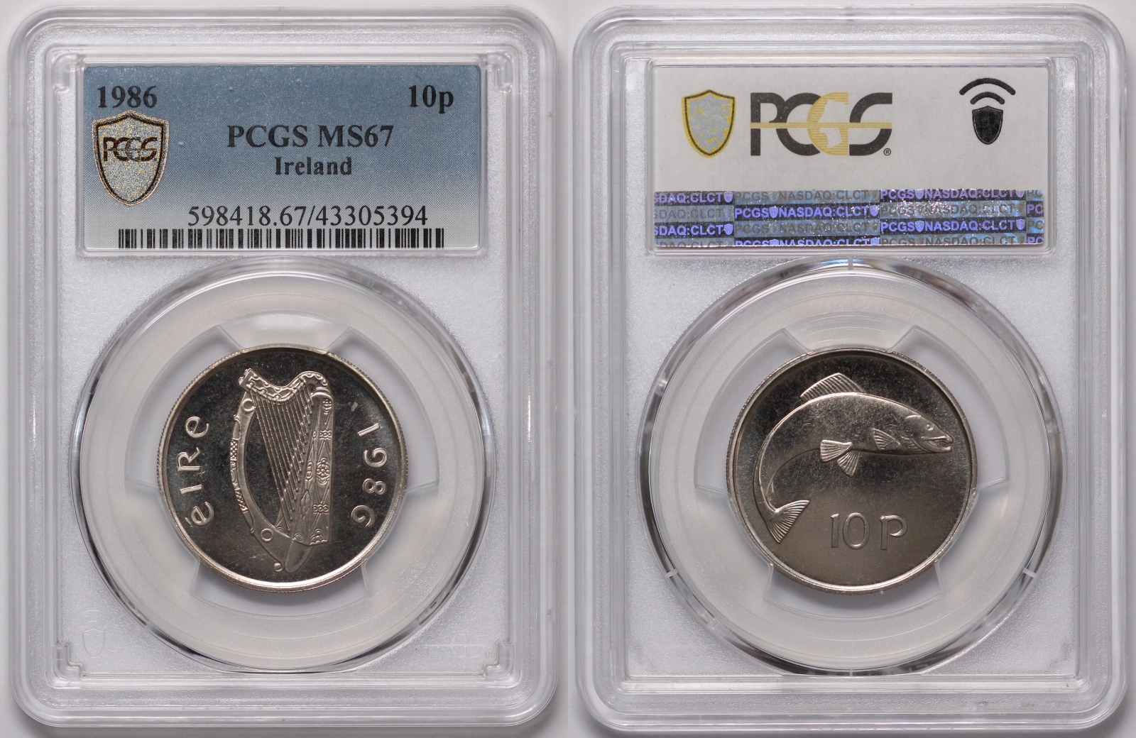 PCGS Graded MS67 Ireland Republic 1986 10p Uncirculated Coin - Scarce ...
