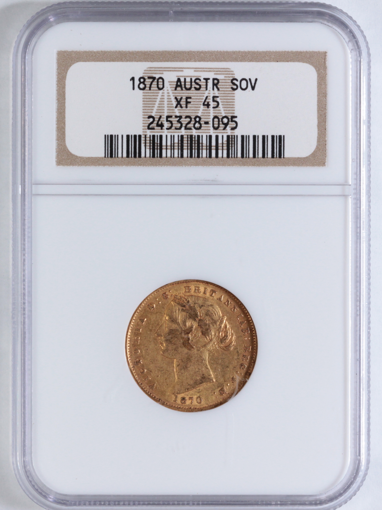 NGC Graded XF45 Australia 1870 Sydney Mint Sovereign Victoria Gold Coin - Imperial Numismatics