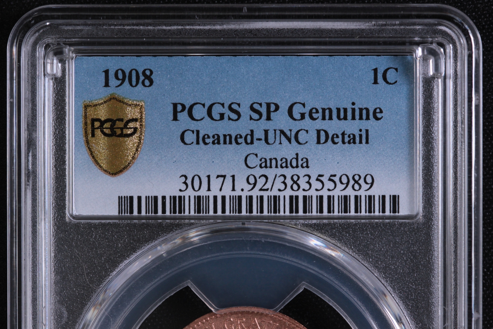 PCGS SP Genuine Unc Cleaned Canada 1908 1 Cent Edward VII Specimen ...