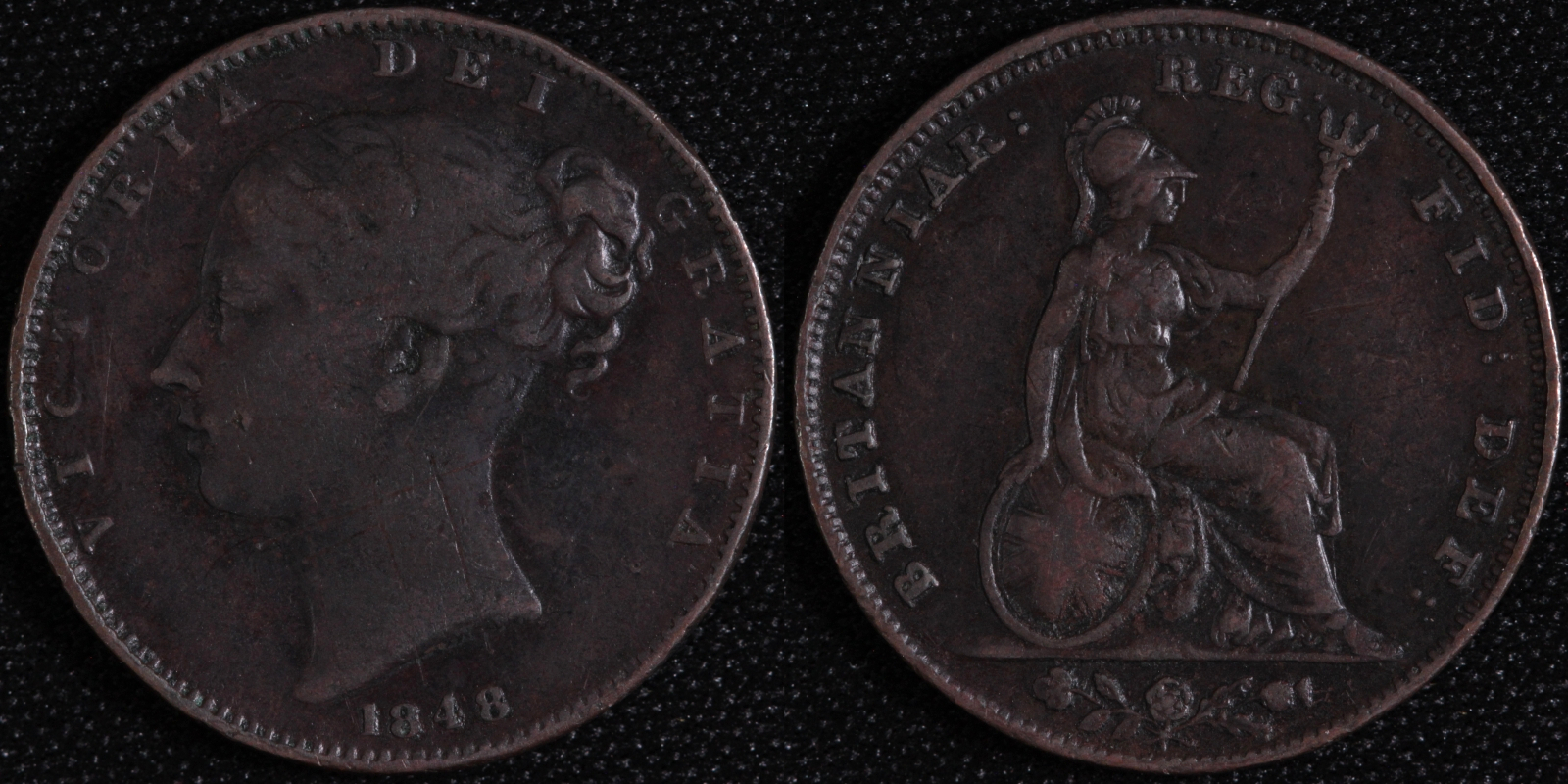 Great Britain 1848 Farthing Victoria Sp#3950 Bronze Coin - Imperial ...