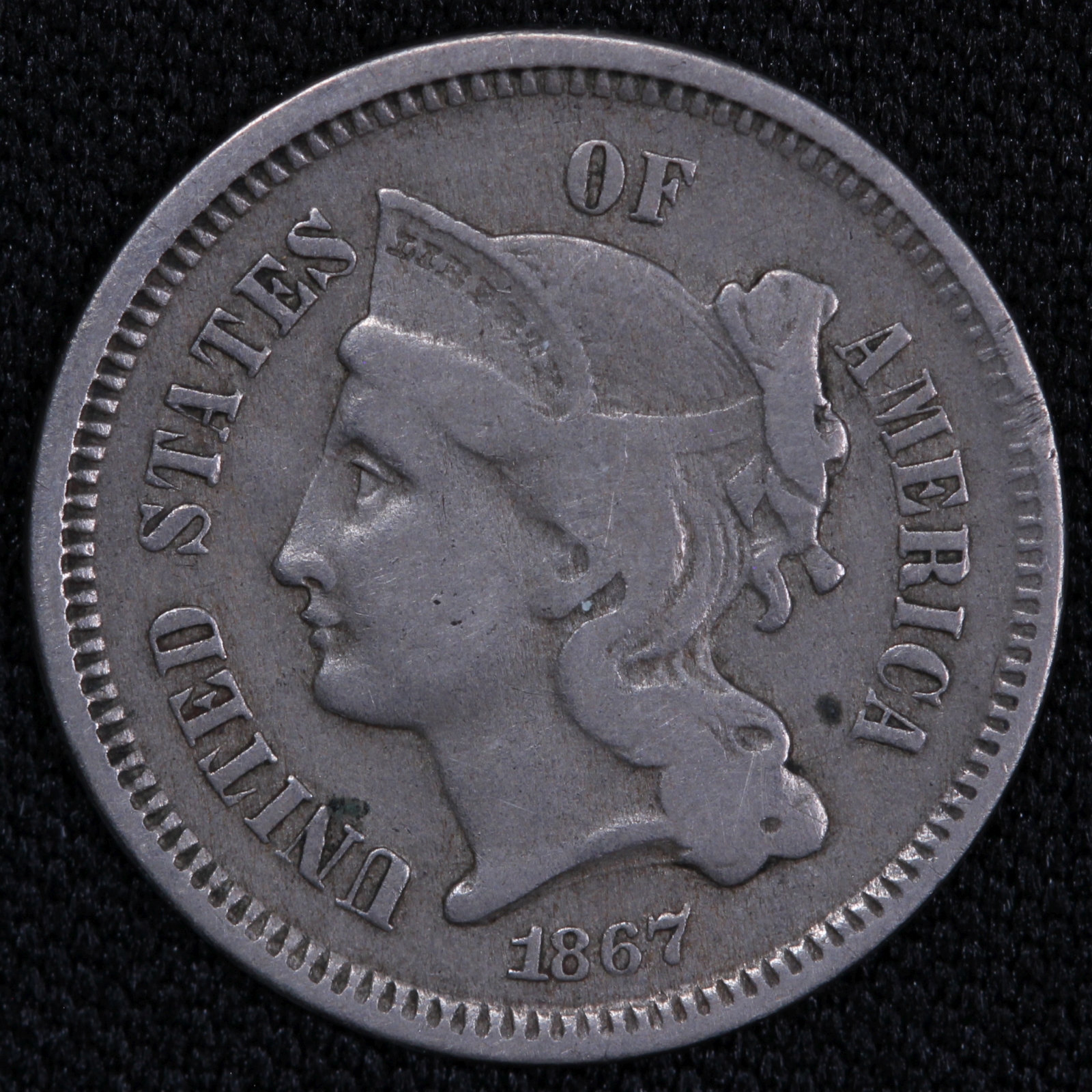 United States USA 1867 Three Cent 3CN Nickel Coin - Imperial Numismatics