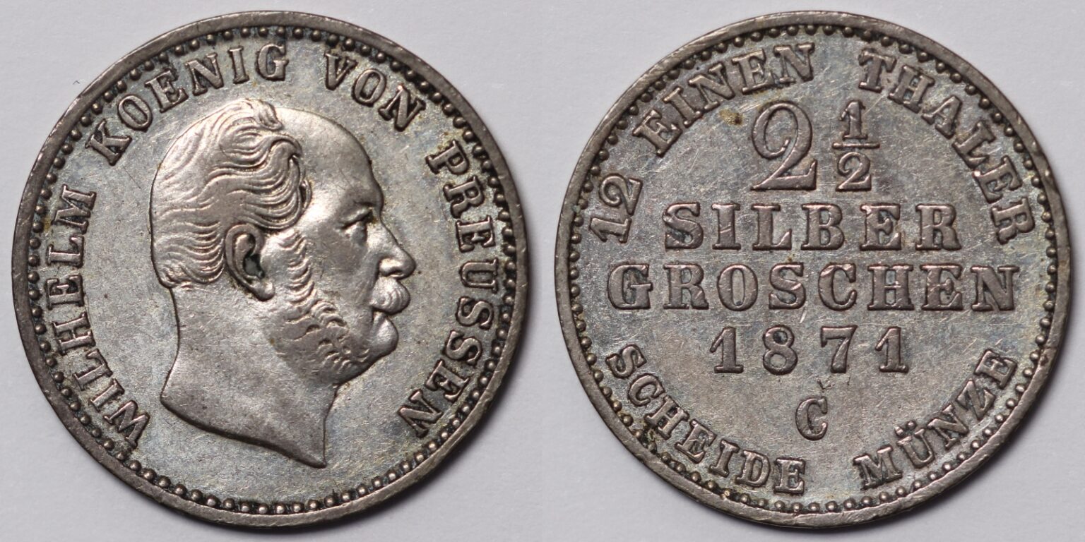 German States Prussia 1871-C 2-1/2 Silber Groschen KM#486 Wilhelm I ...