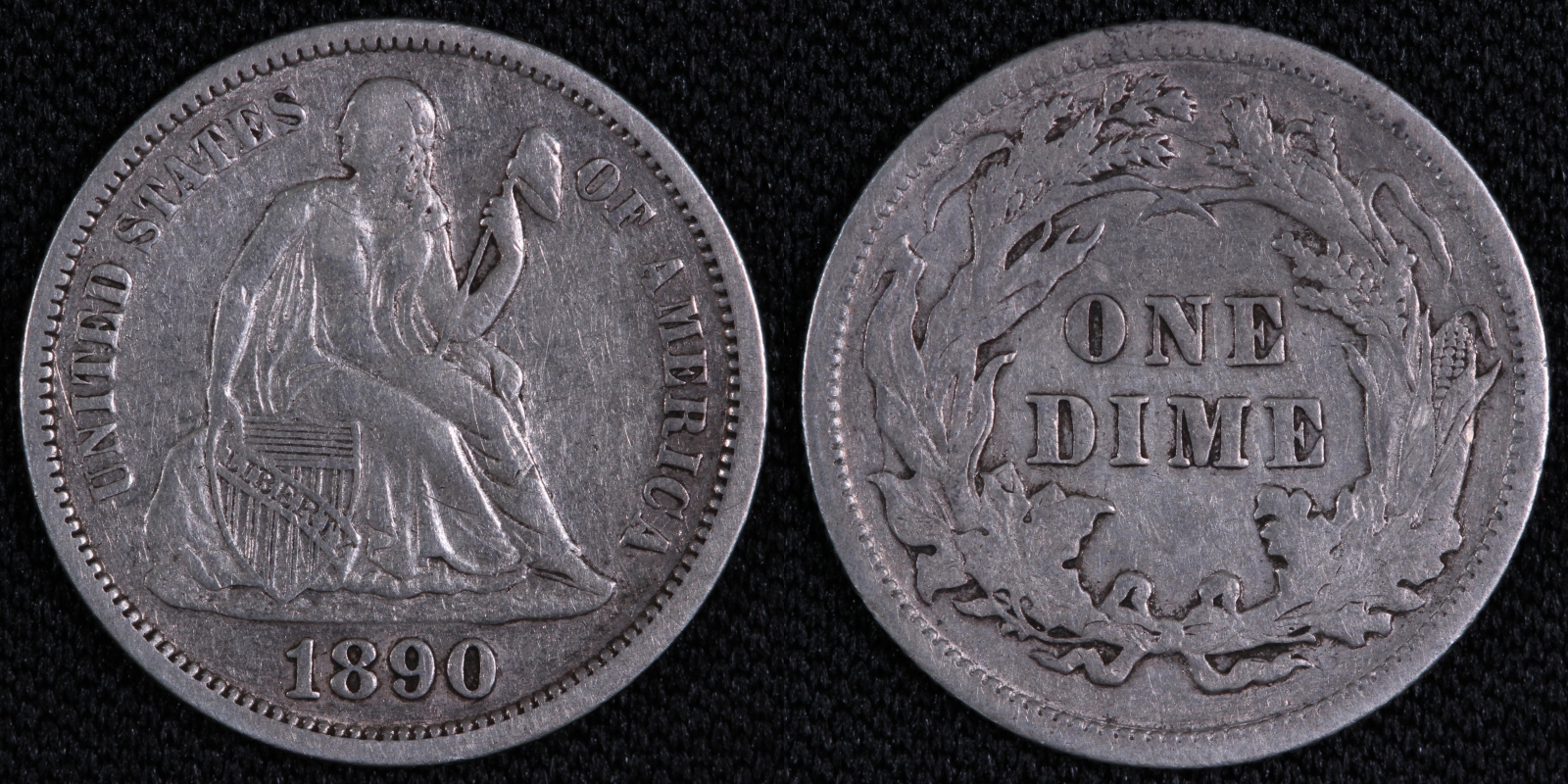 United States USA 1890 Liberty Seated Dime 10C Silver Coin - Imperial ...