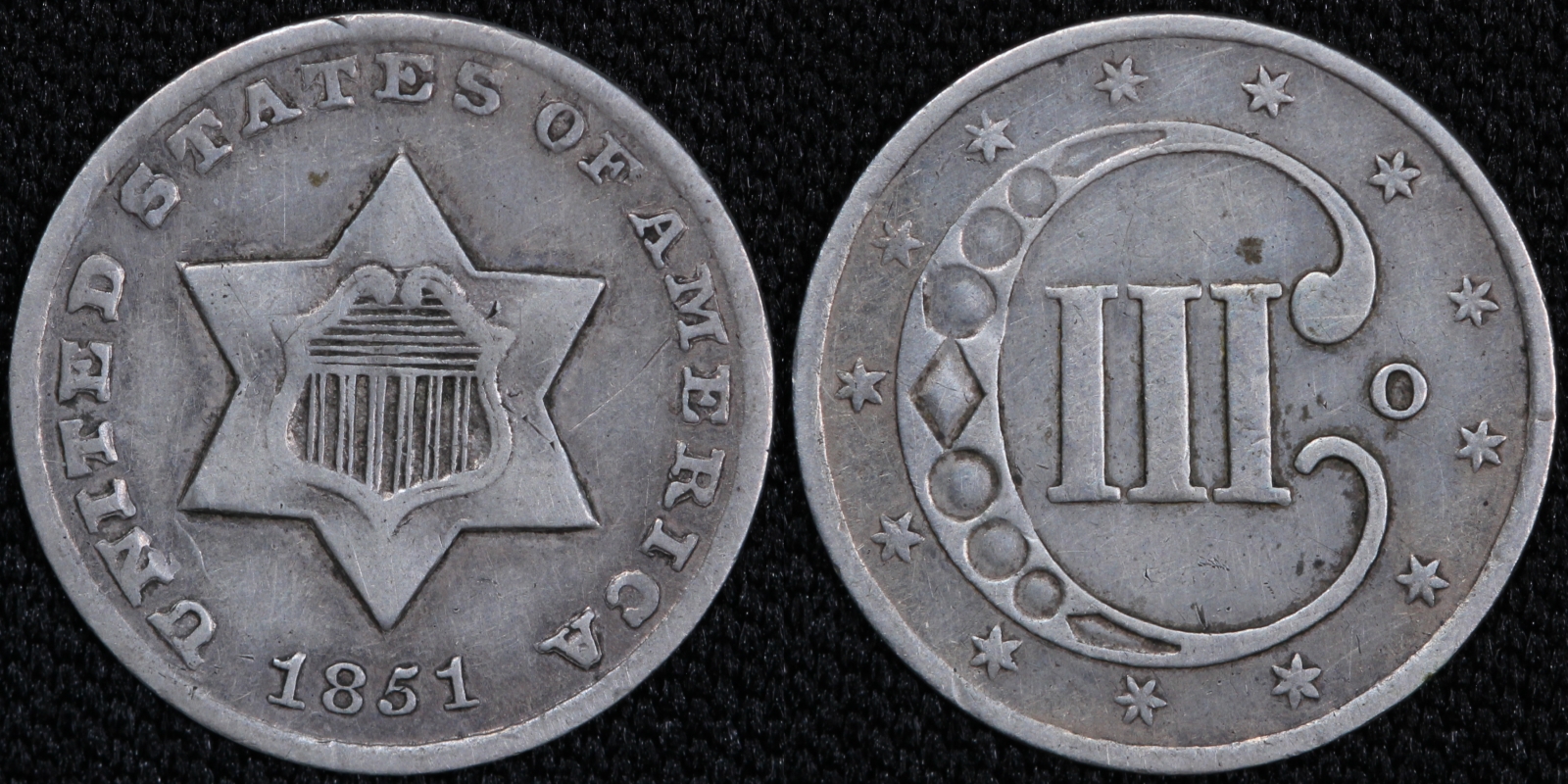 United States USA 1851-O Three Cent (Trime) 3CS Silver Coin - Scarce ...