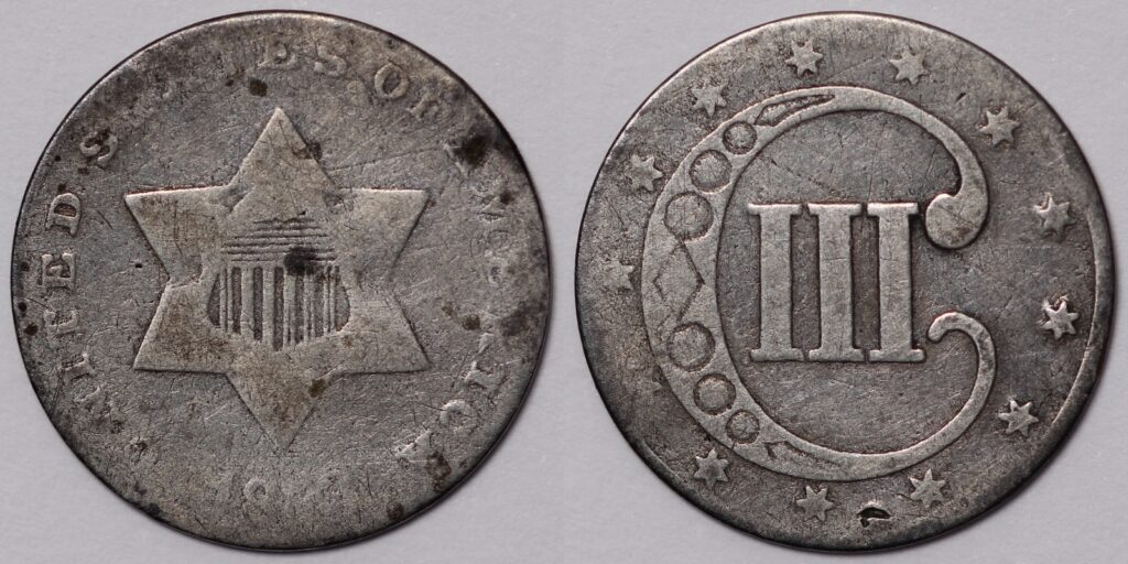 United States USA 1853 Three Cent (Trime) 3CS Silver Coin - Imperial ...