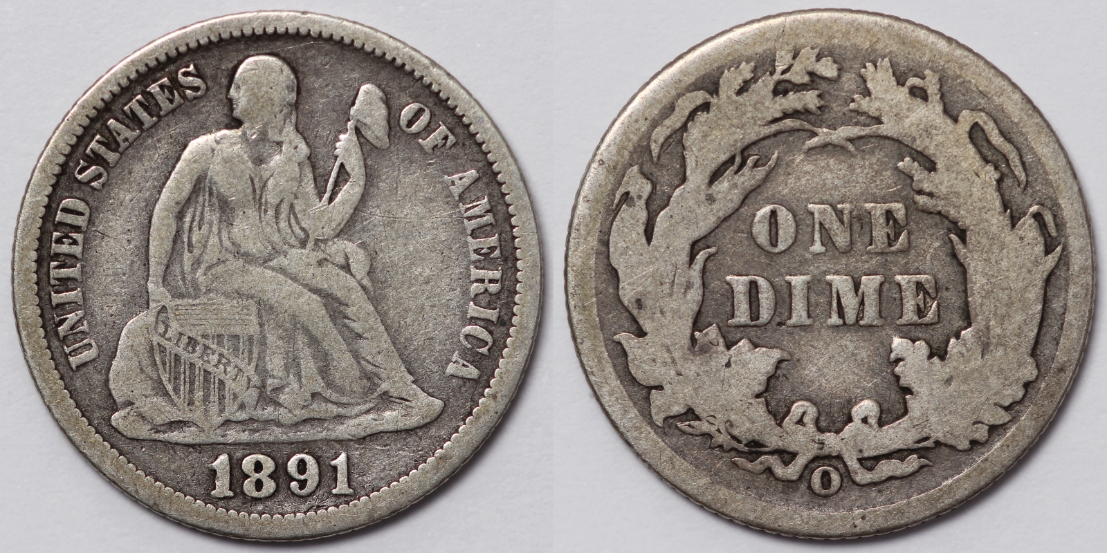 United States USA 1891-O Seated Liberty Dime 10C World Silver Coin ...