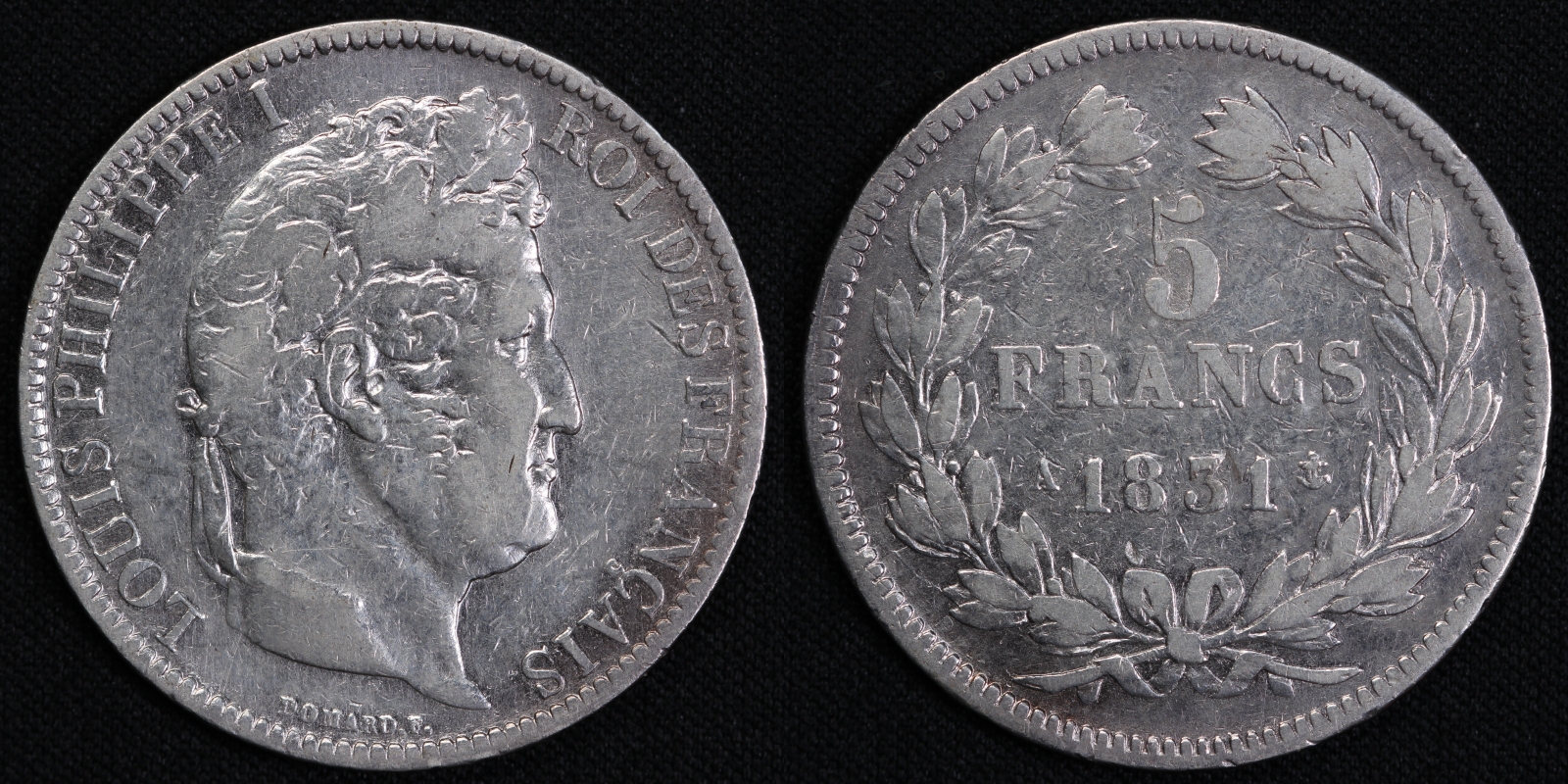 France 1831-A 5 Francs Louis Philippe I Laureate Head KM#745.1 World ...