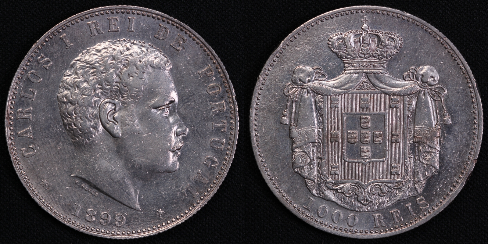 Portugal 1899 1000 Reis Carlos I KM#540 World Silver Coin - Imperial ...