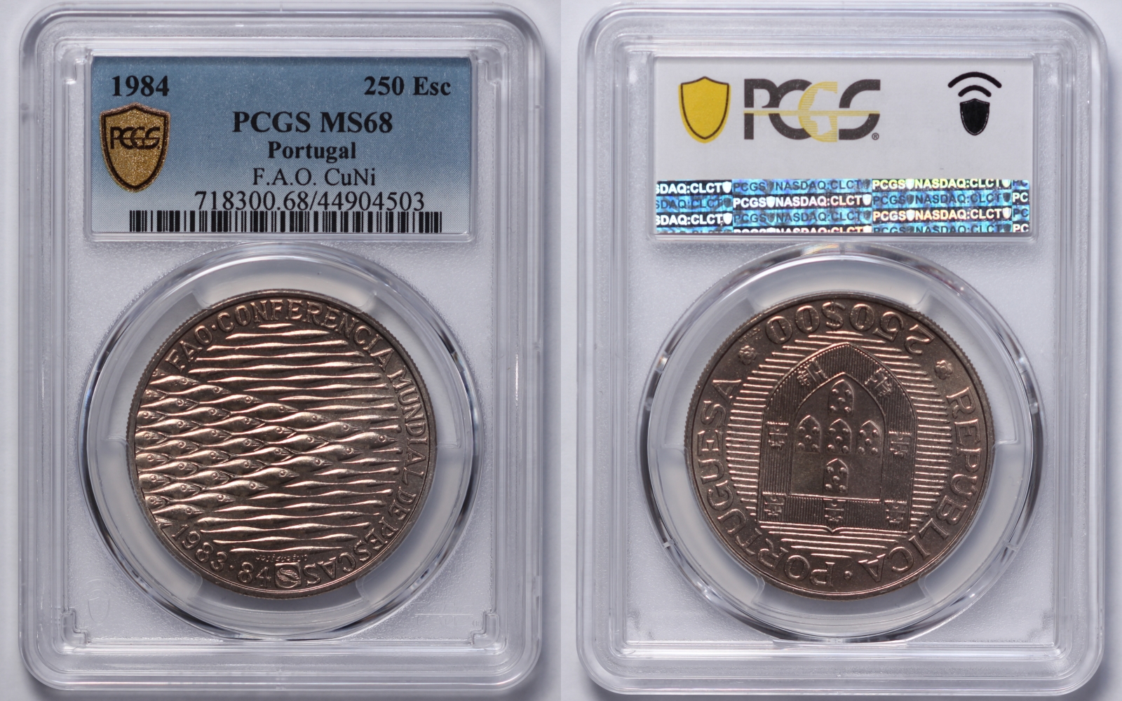 PCGS Graded MS68 Portugal 1984 250 Escudos F.A.O. Uncirculated Coin Equal Finest - Imperial ...
