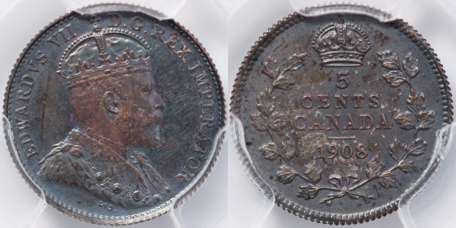 PCGS Graded SP63 Canada 1908 5 Cents Edward VII Specimen Silver Coin ...