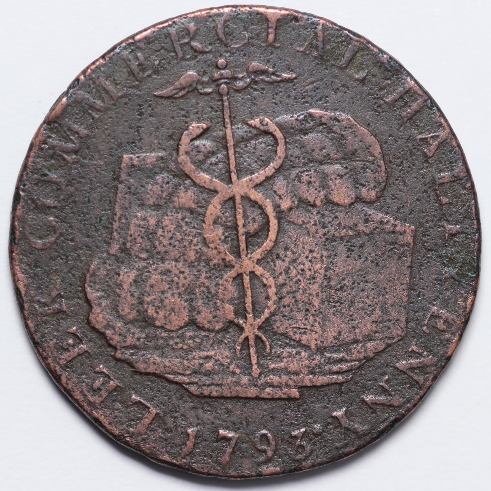 Great Britain 1793 Staffordshire Leek Commercial Halfpenny Copper Token ...