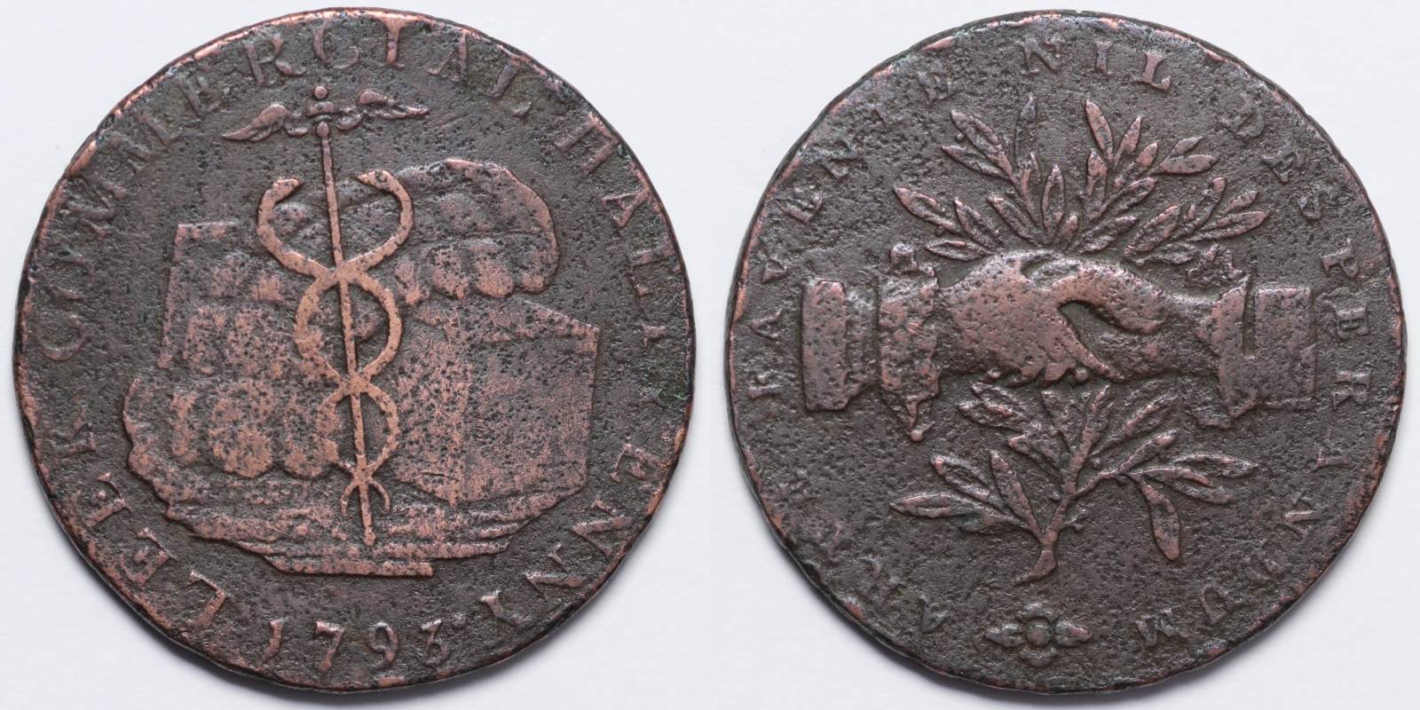 Great Britain 1793 Staffordshire Leek Commercial Halfpenny Copper Token ...