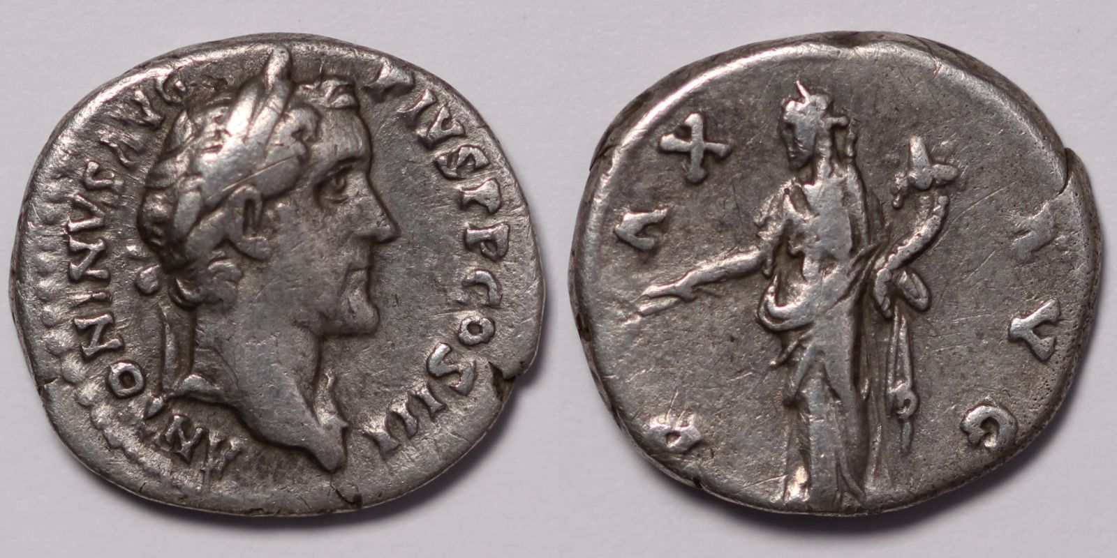 Ancient Roman Imperial Silver Coin Antoninus Pius AD 140-143 AR ...