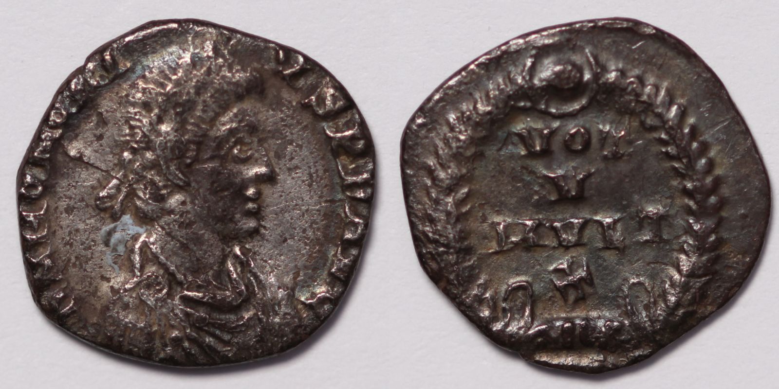 Ancient Roman Imperial Silver Coin Arcadius AD 383-7 Siliqua Mediolanum ...