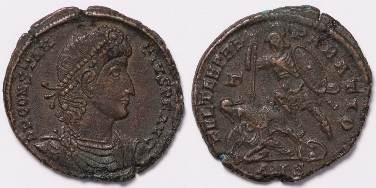 Ancient Roman Imperial Coin Constantius II AD 350-5 Æ Antioch Soldier ...