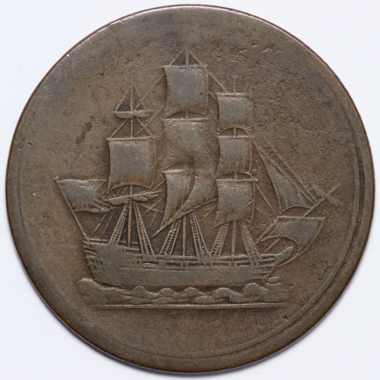 Lower Canada 1815 Seated Justice Sailing Ship S.J. & Co Halfpenny ...