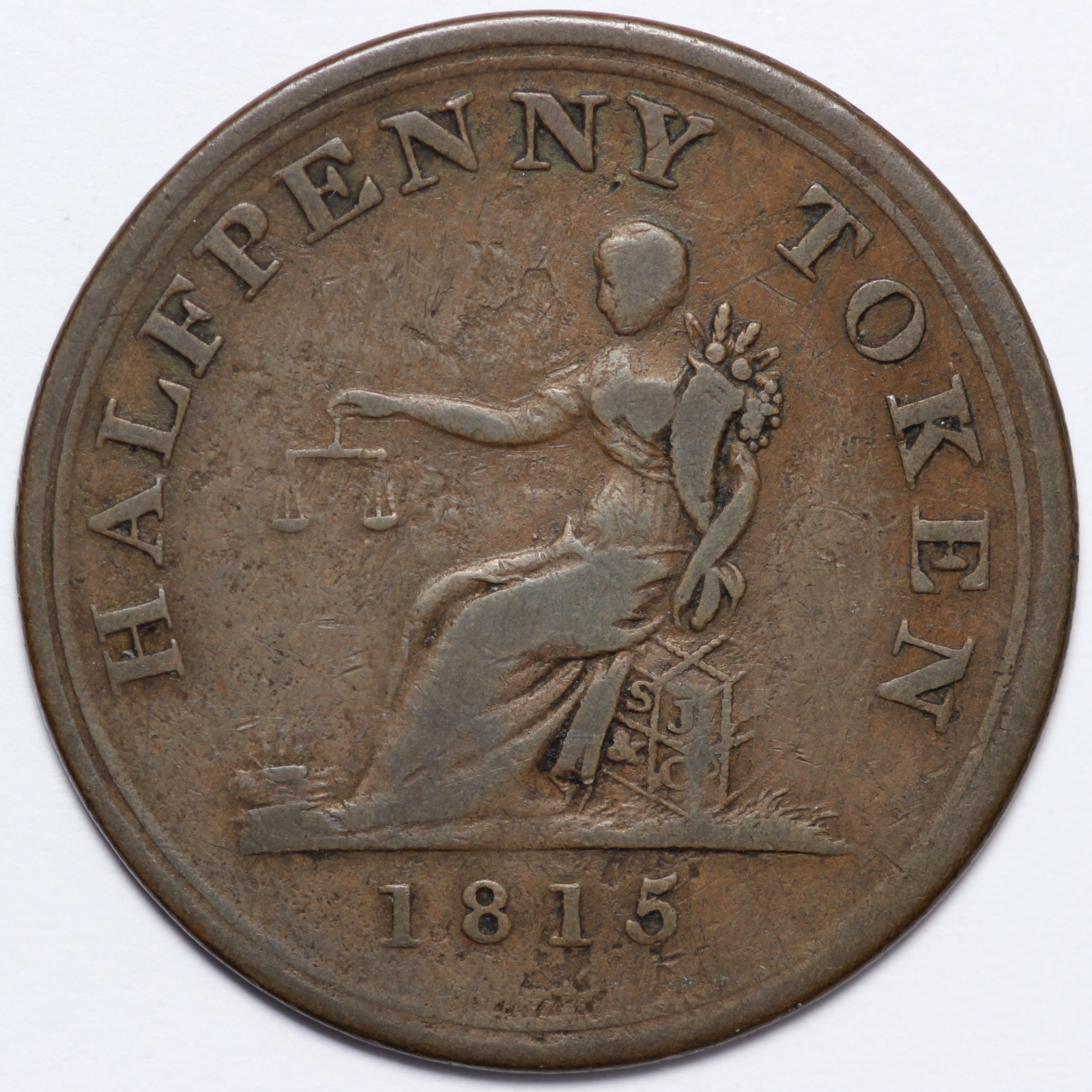 Lower Canada 1815 Seated Justice Sailing Ship S.J. & Co Halfpenny ...