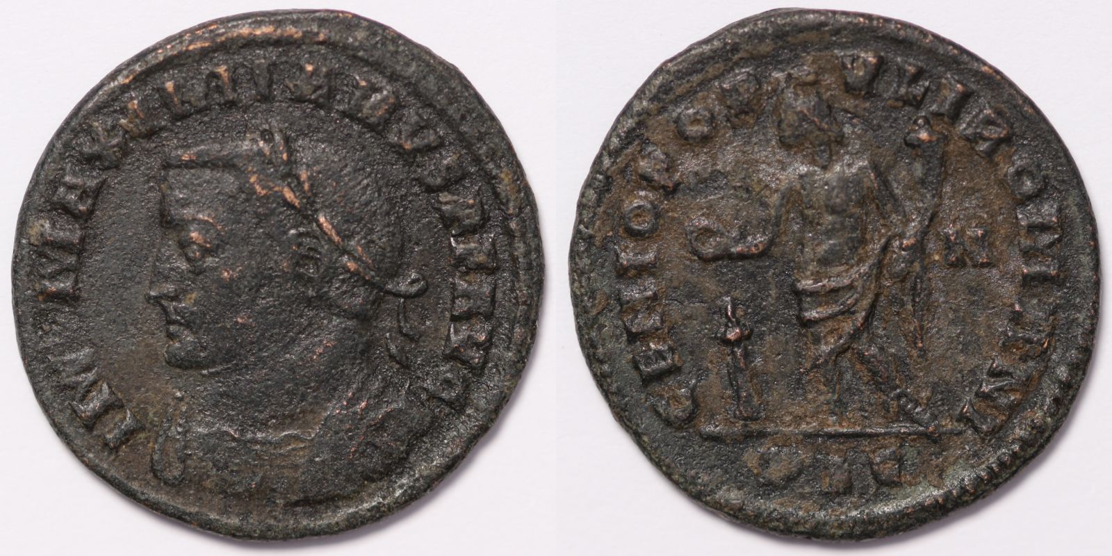 Ancient Roman Imperial Coin Galerius Maximian AD 307 Æ Lugdunum Mint ...