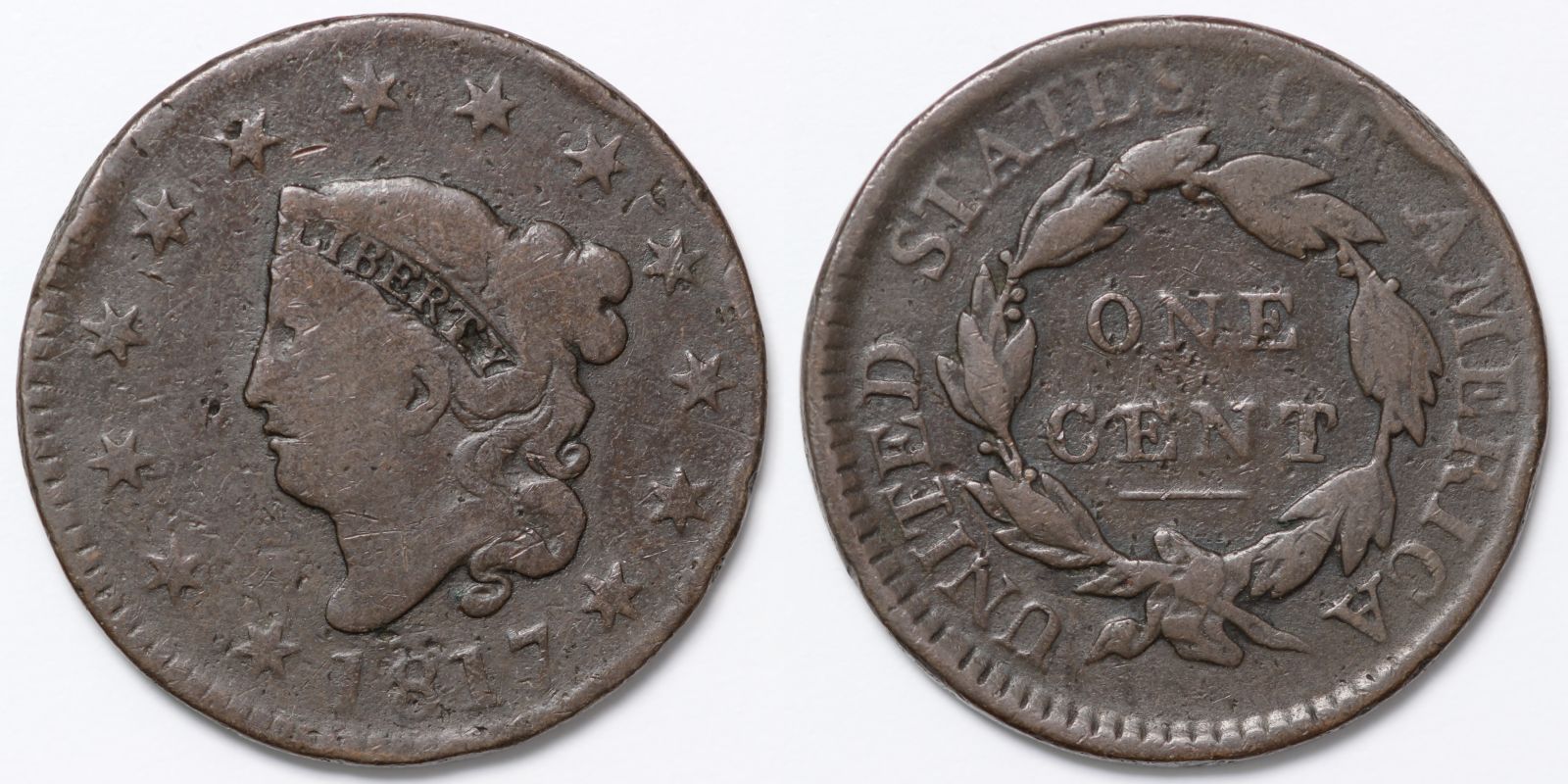 United States USA 1817 Liberty Matron Head Large Cent 1C 13 Stars ...