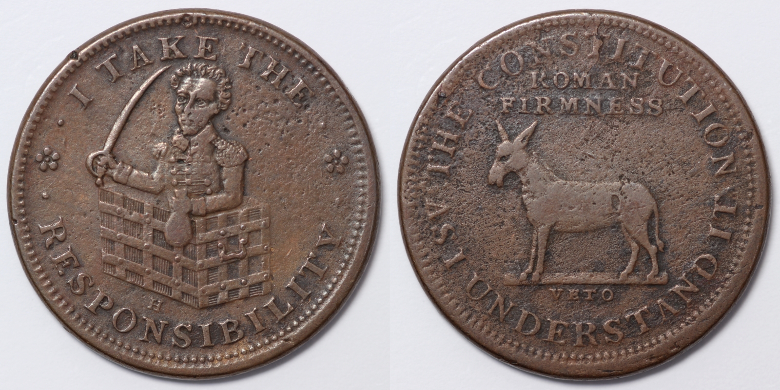 United States (1833) I Take The Responsibility HT-70 Copper Hard Times ...