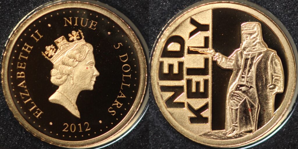 Niue 2012 $5 Dollars Ned Kelly KM#698 0.5 Gram 0.999 Gold Proof Coin ...