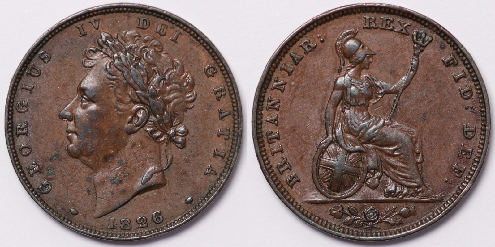 Great Britain 1826 Farthing George IV Small Head S-3825 World Copper ...