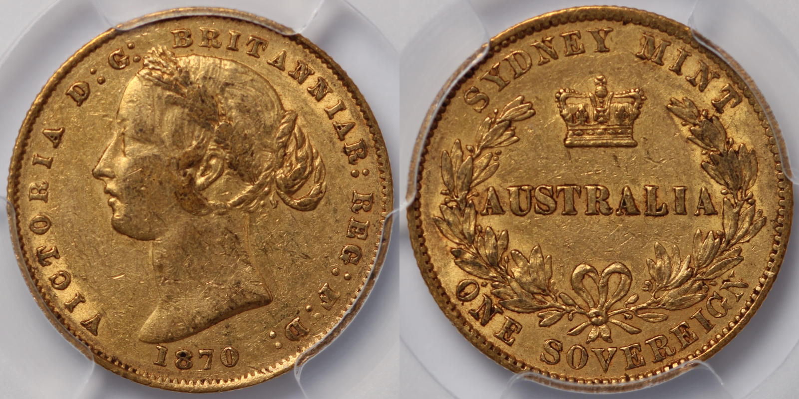 PCGS Graded XF45 - Australia 1870-SY Sydney Mint Sovereign Victoria Gold Coin - Imperial Numismatics
