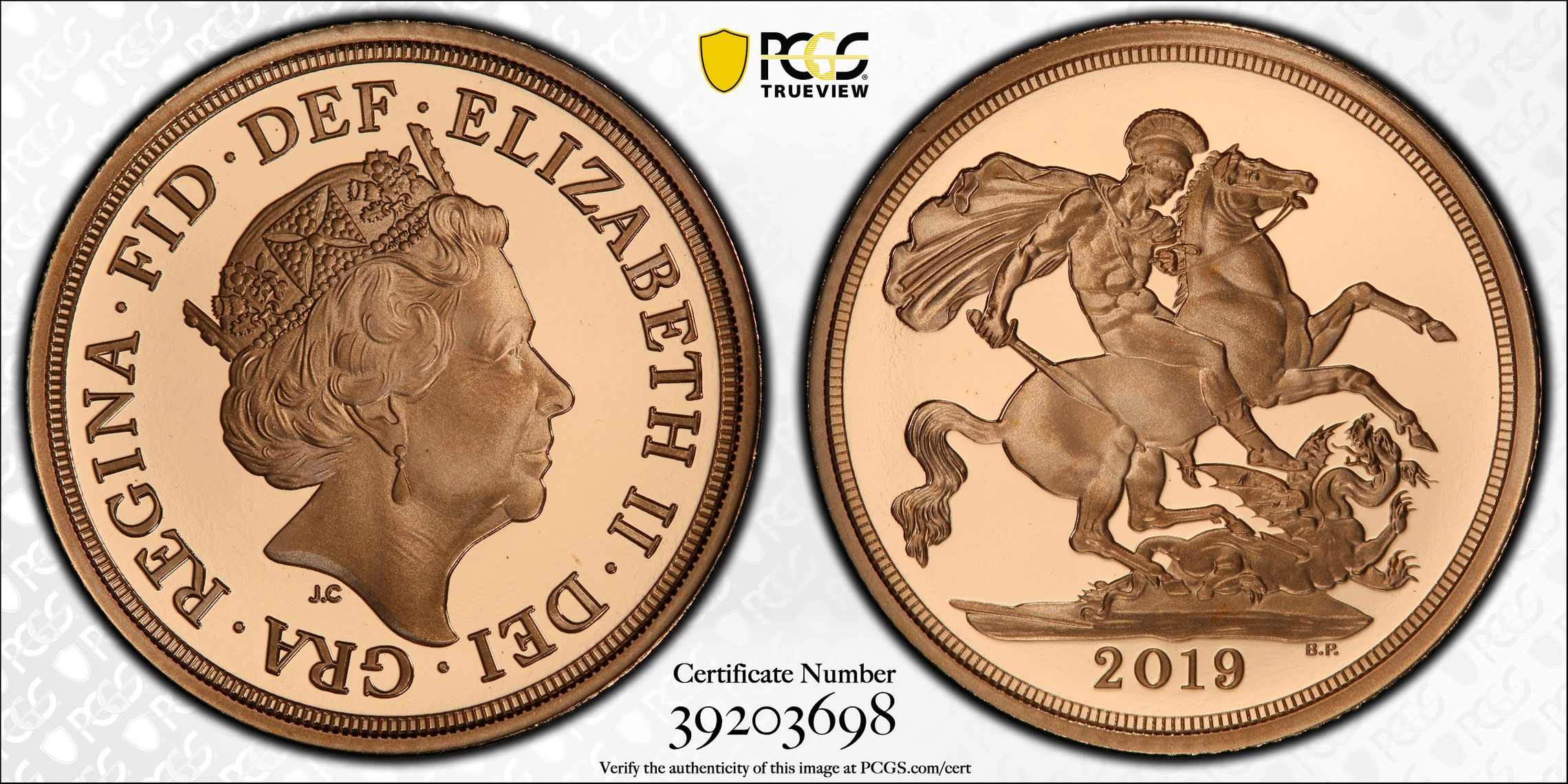 PCGS Graded PR70DCAM - Great Britain 2019 Sovereign St. George Gold ...