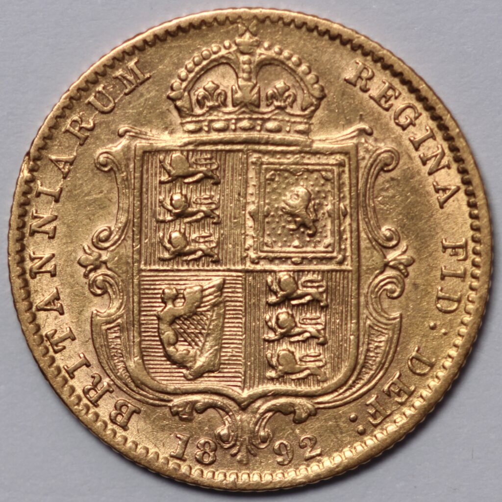 Great Britain 1892 Victoria Jubilee Head Shield Reverse Half Sovereign ...