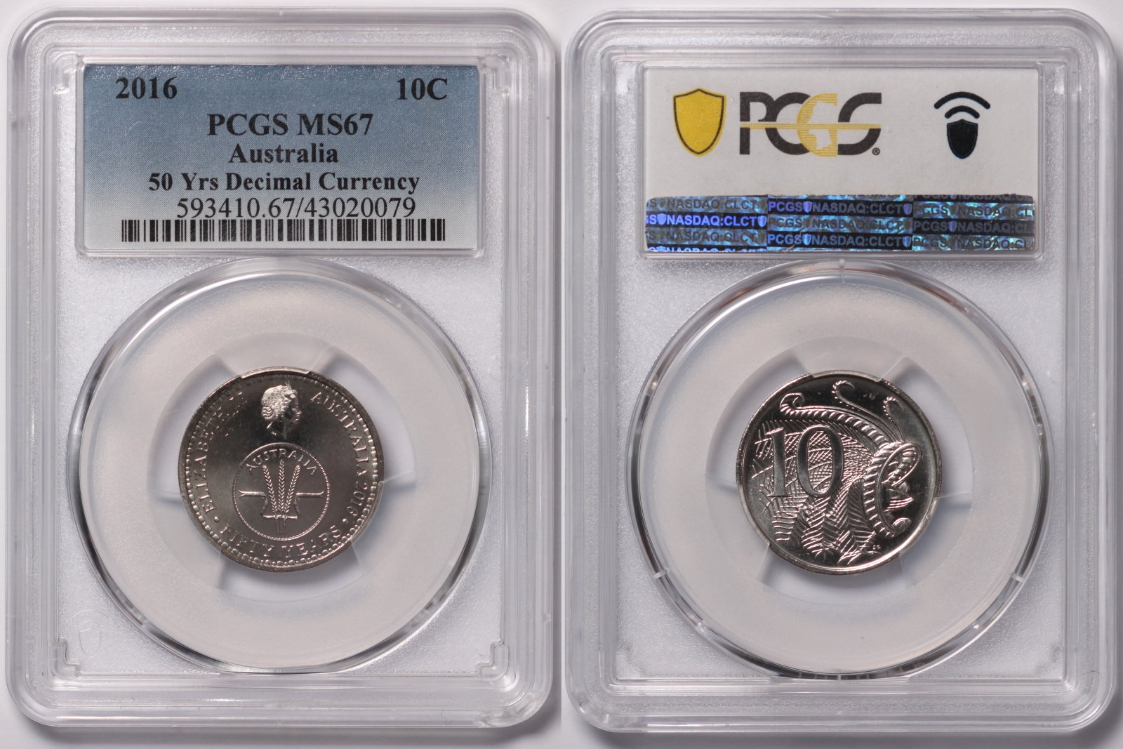 PCGS Graded MS67 Australia 2016 10C Changeover 50 Yrs Decimal Currency ...