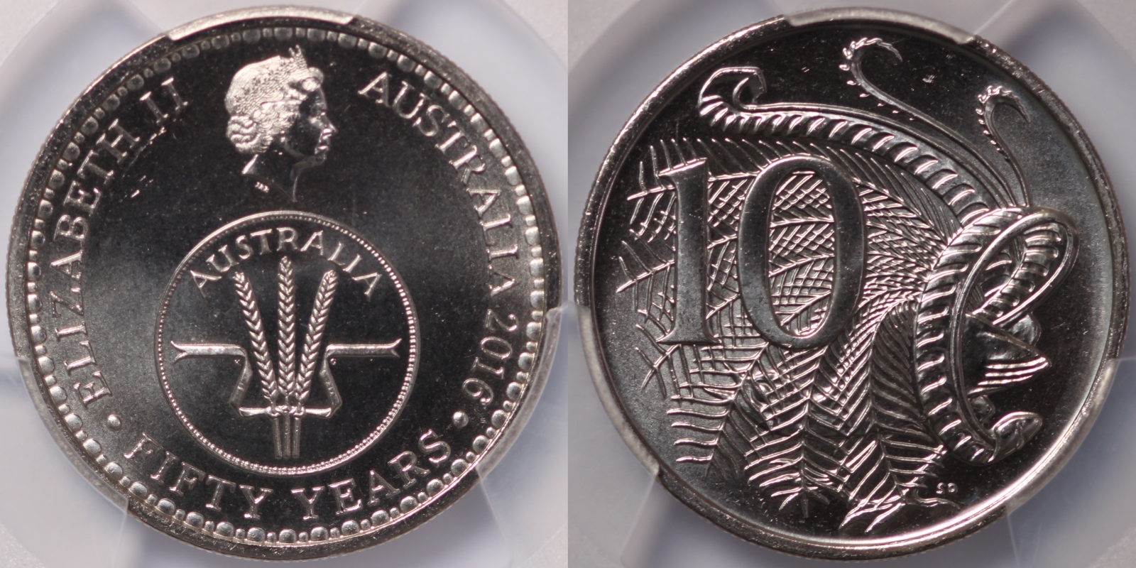 PCGS Graded MS67 Australia 2016 10C Changeover 50 Yrs Decimal Currency ...