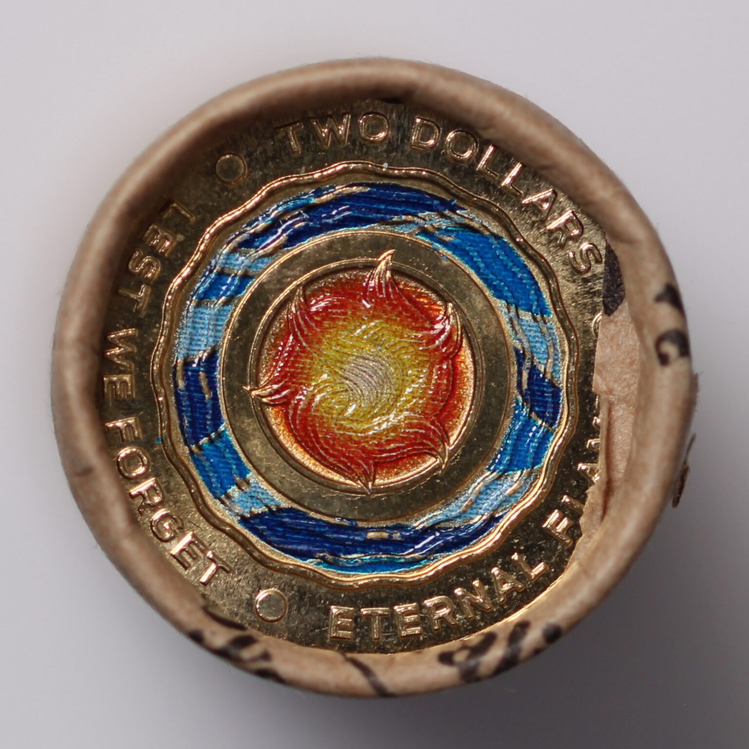 Australia 2018 $2 Coloured Lest We Forget - Eternal Flame RAM Mint Roll ...