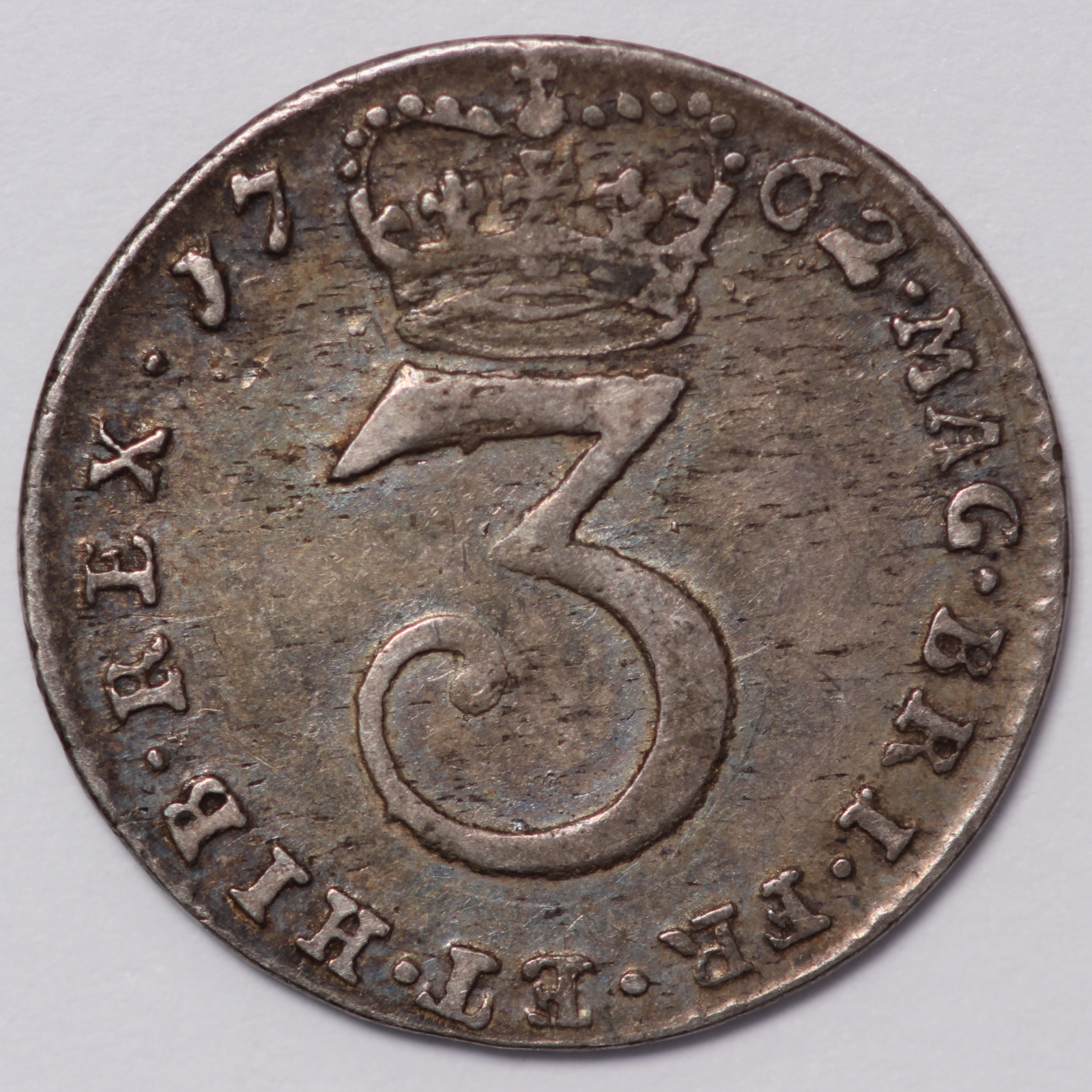 Great Britain 1762 Threepence George III Milled Silver Coin - Imperial ...