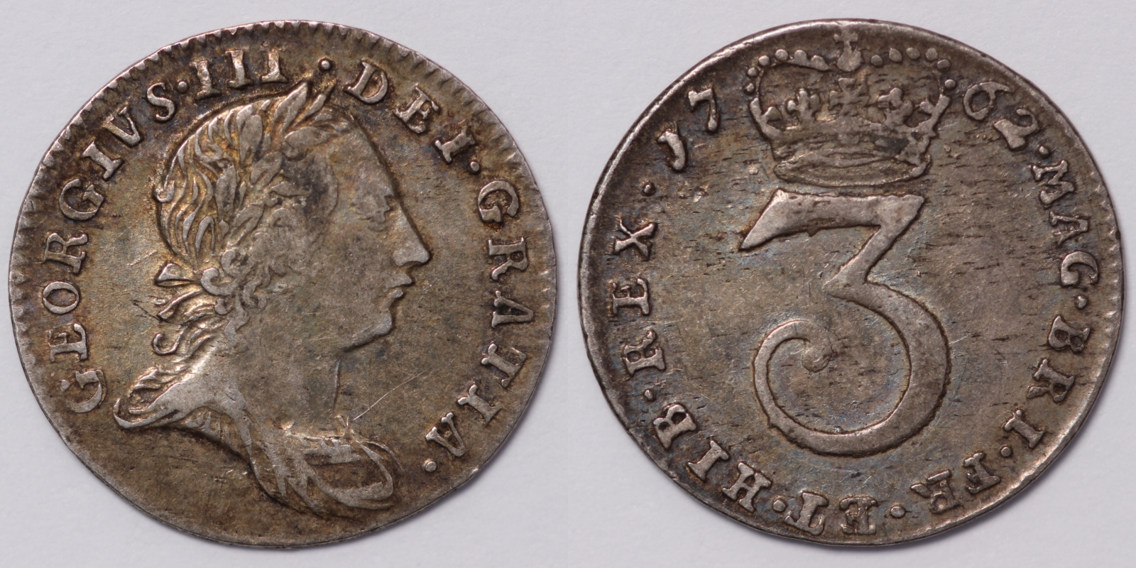 Great Britain 1762 Threepence George III Milled Silver Coin - Imperial ...