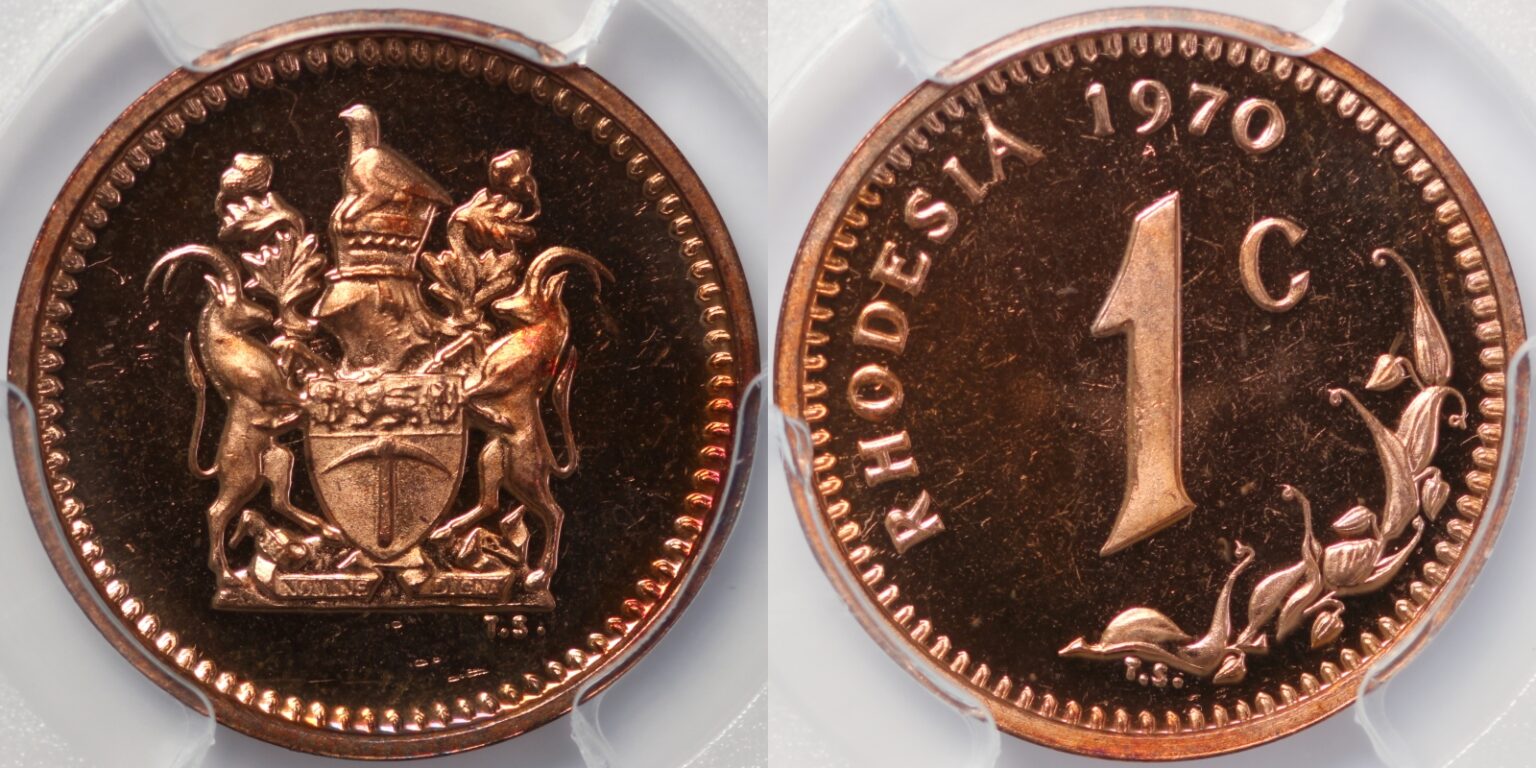 PCGS Graded PR65RB - Rhodesia 1970 Cent Proof Red Brown Coin ...